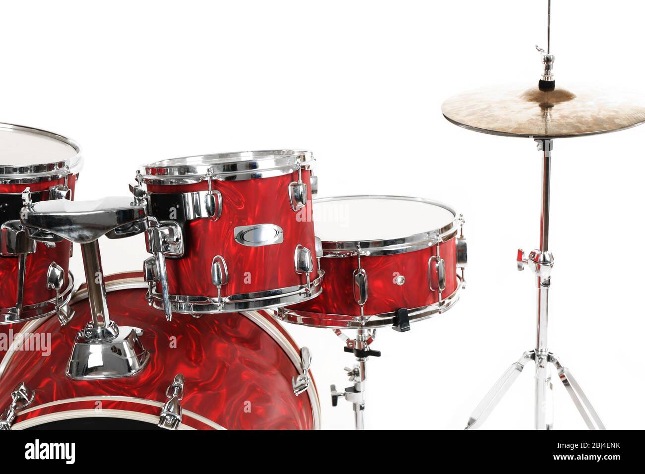 Set of red drums isolated on white background, close up Stock Photo - Alamy