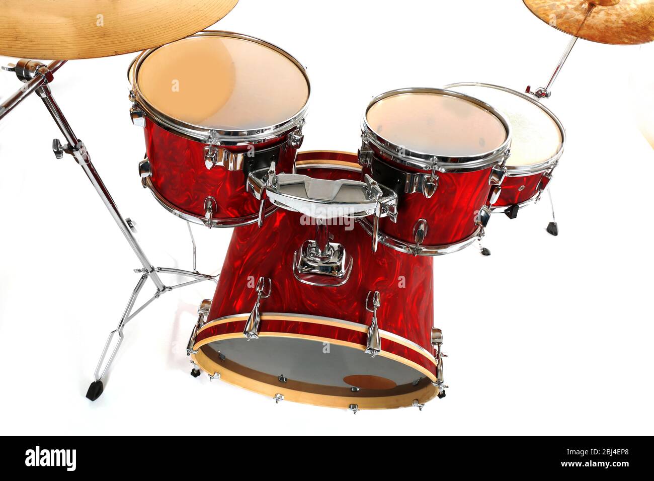 Set of red drums isolated on white background, close up Stock Photo - Alamy