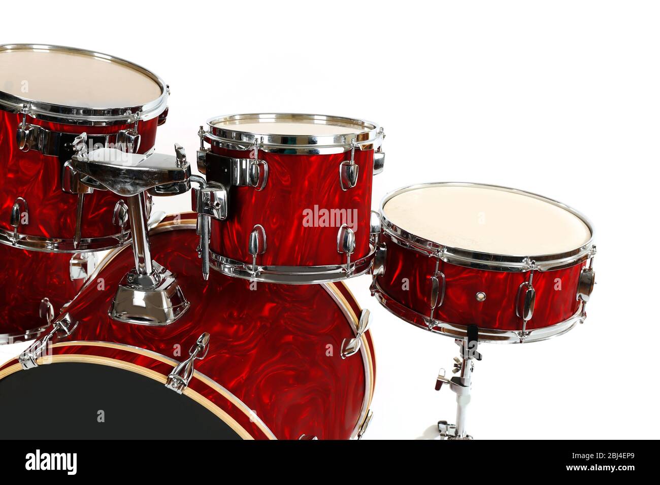 Set of red drums isolated on white background, close up Stock Photo - Alamy