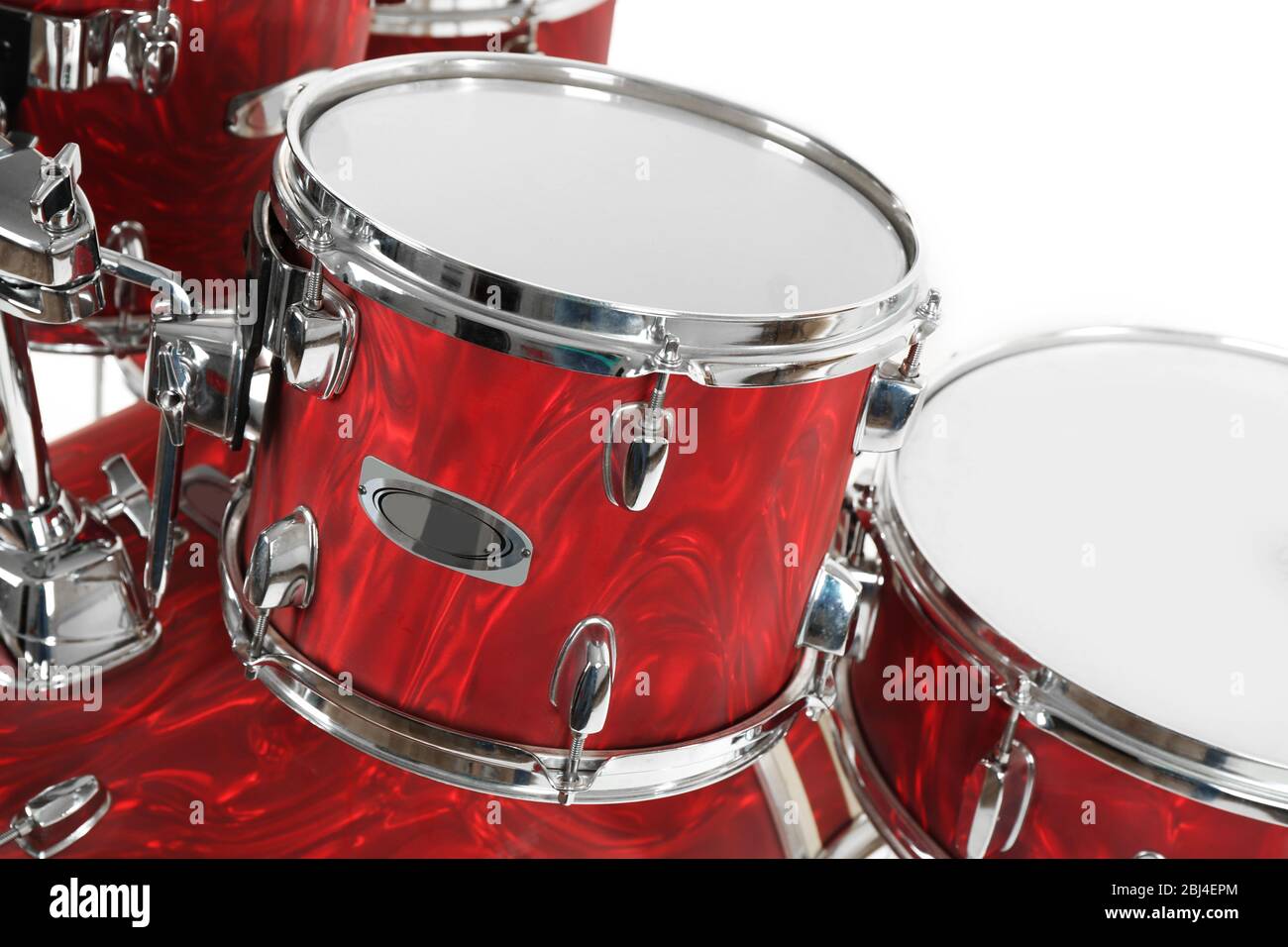 Set of red drums isolated on white background, close up Stock Photo - Alamy