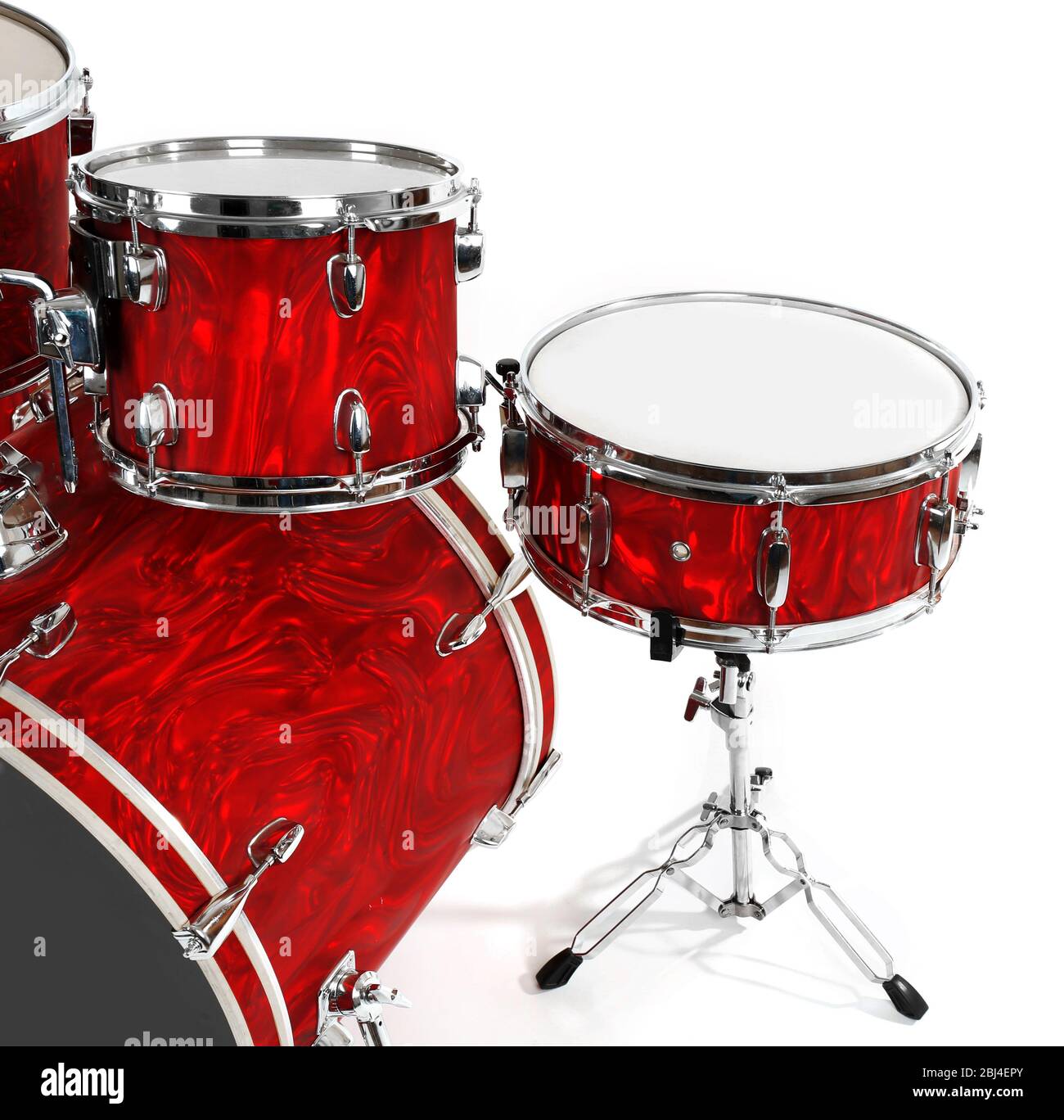 Set of red drums isolated on white background, close up Stock Photo - Alamy