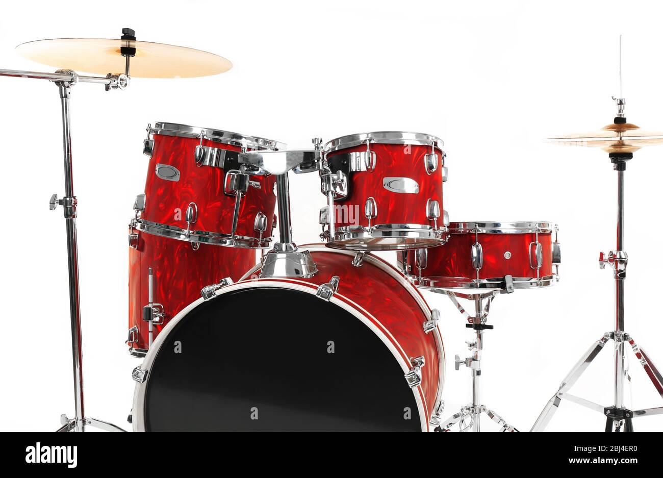 Set of red drums isolated on white background, close up Stock Photo - Alamy