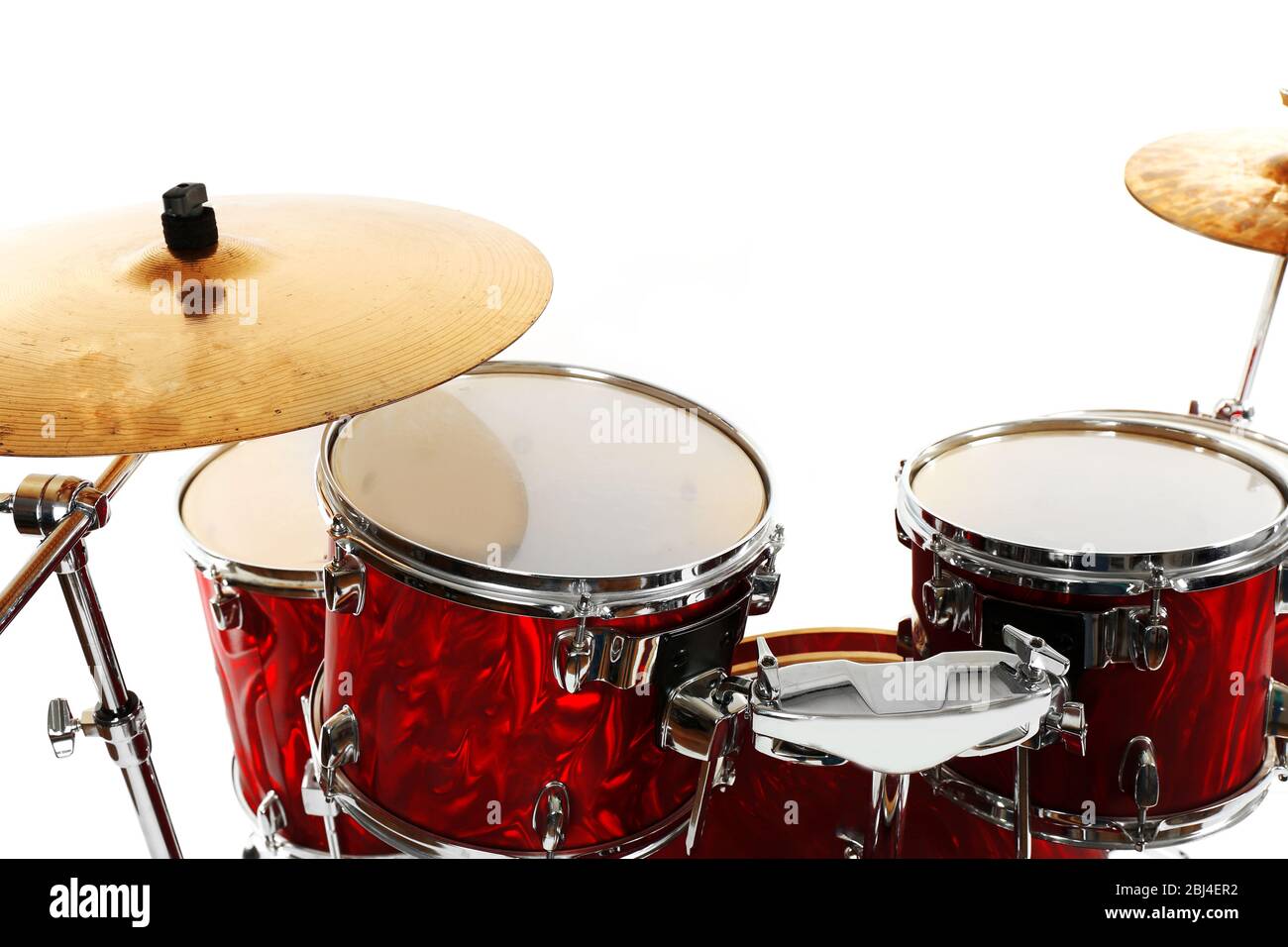Set of red drums isolated on white background, close up Stock Photo - Alamy