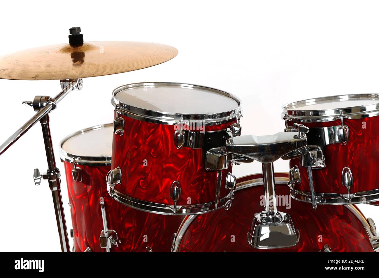 Set of red drums isolated on white background, close up Stock Photo - Alamy