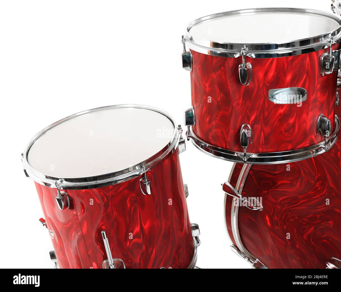 Set of red drums isolated on white background, close up Stock Photo - Alamy