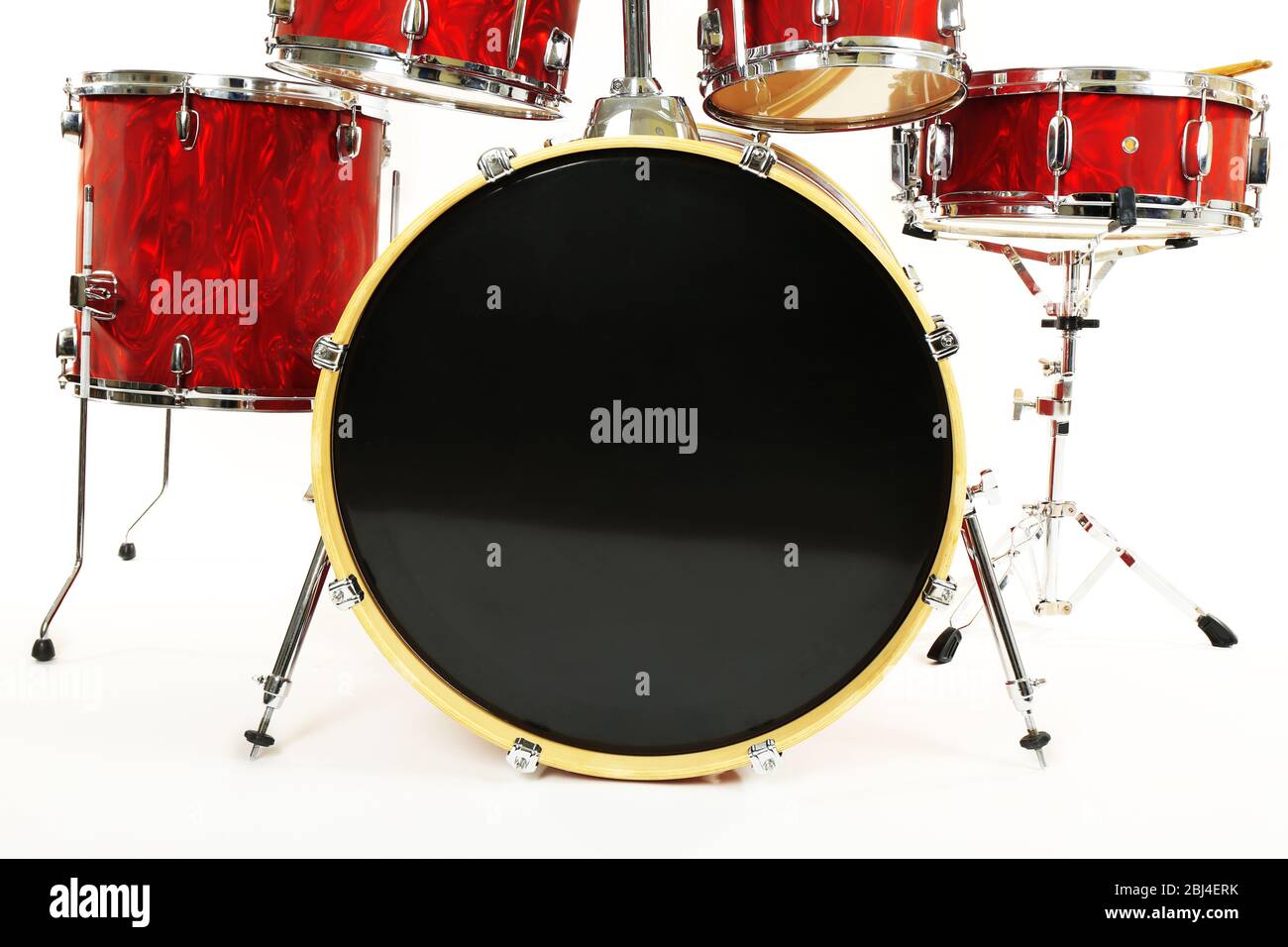 Set of red drums isolated on white background, close up Stock Photo - Alamy