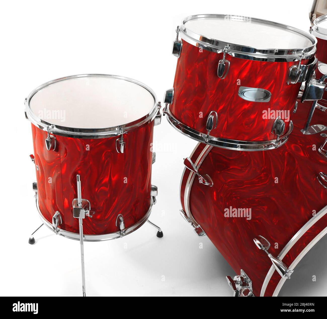 Set of red drums isolated on white background, close up Stock Photo - Alamy