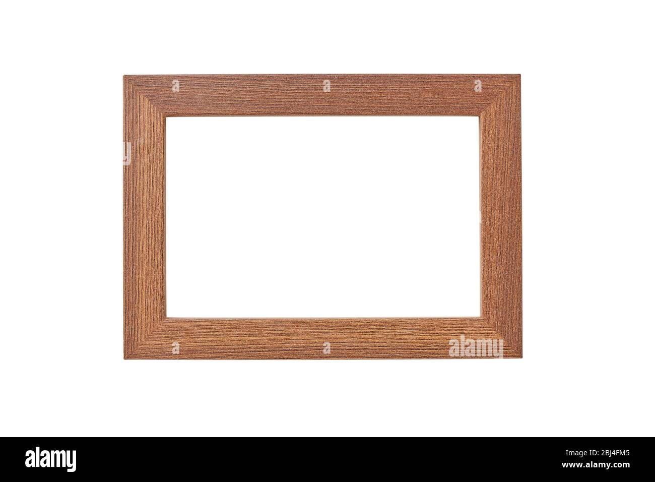 Empty rectangular wooden photo frame Isolated on white Stock Photo - Alamy