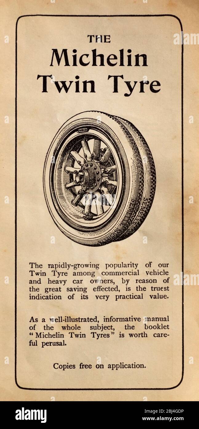 Vintage advertisement for the Michelin twin tyre used on commercial ...