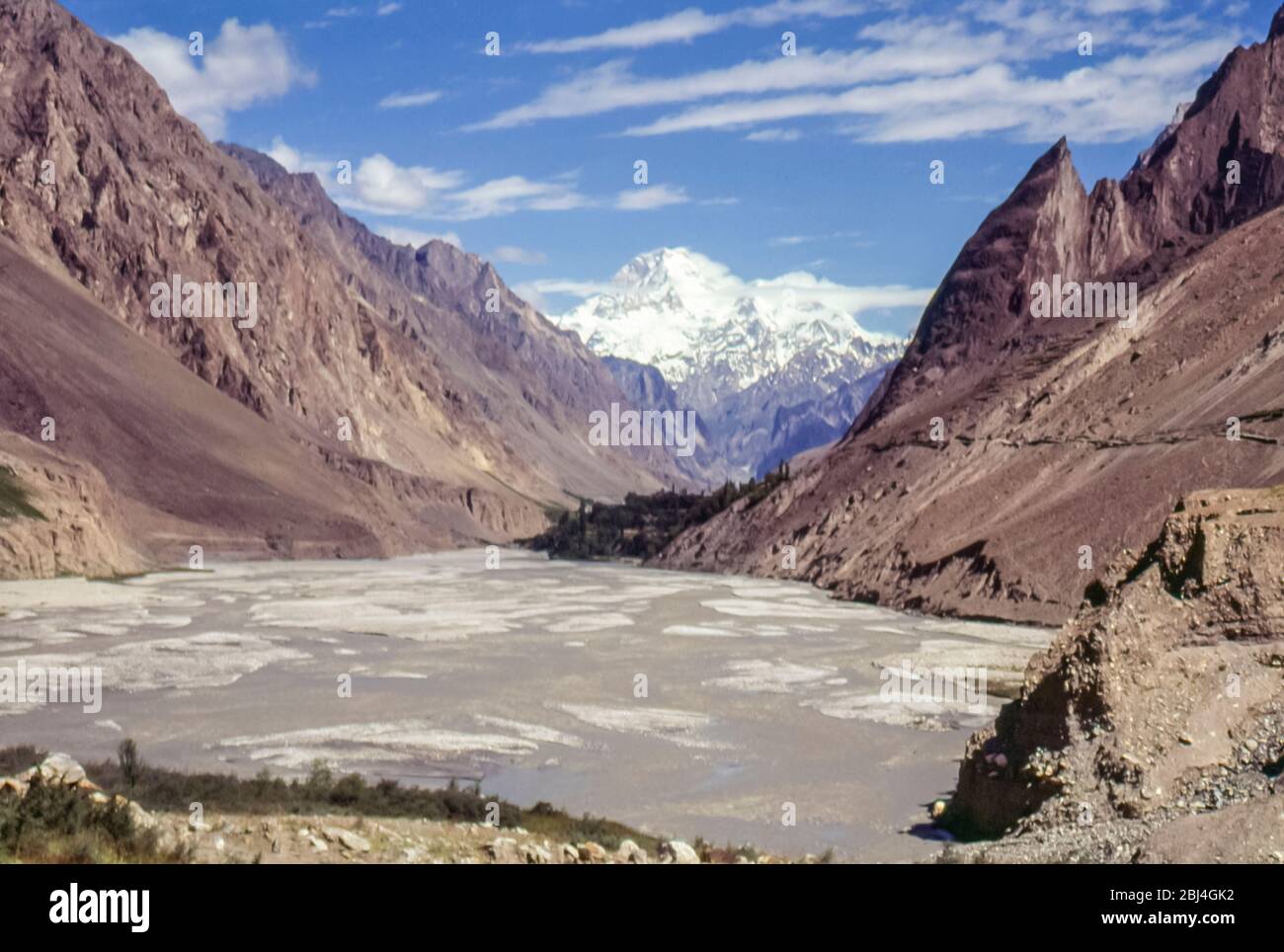 Pakistan, Northern Areas of the Karakoram Mountains. The great peak of ...