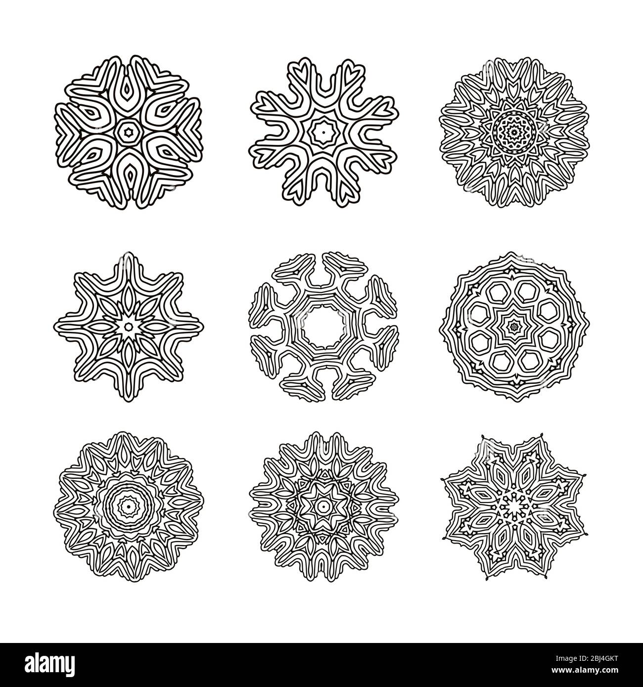 Round ornament pattern. Hand drawn black background Stock Photo - Alamy