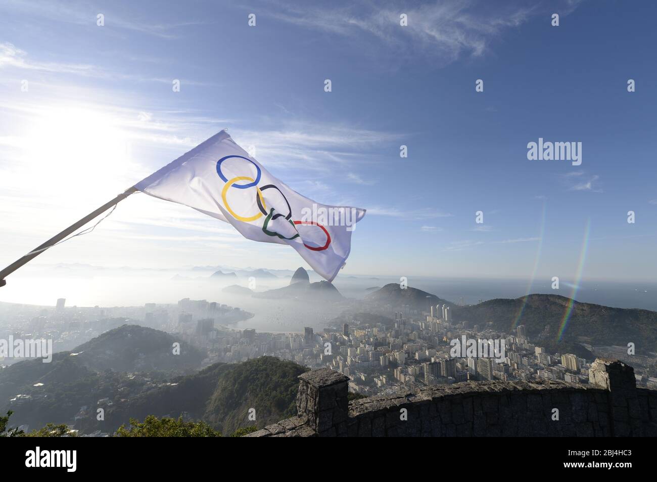 olympic flag and olympic symbols Stock Photo - Alamy