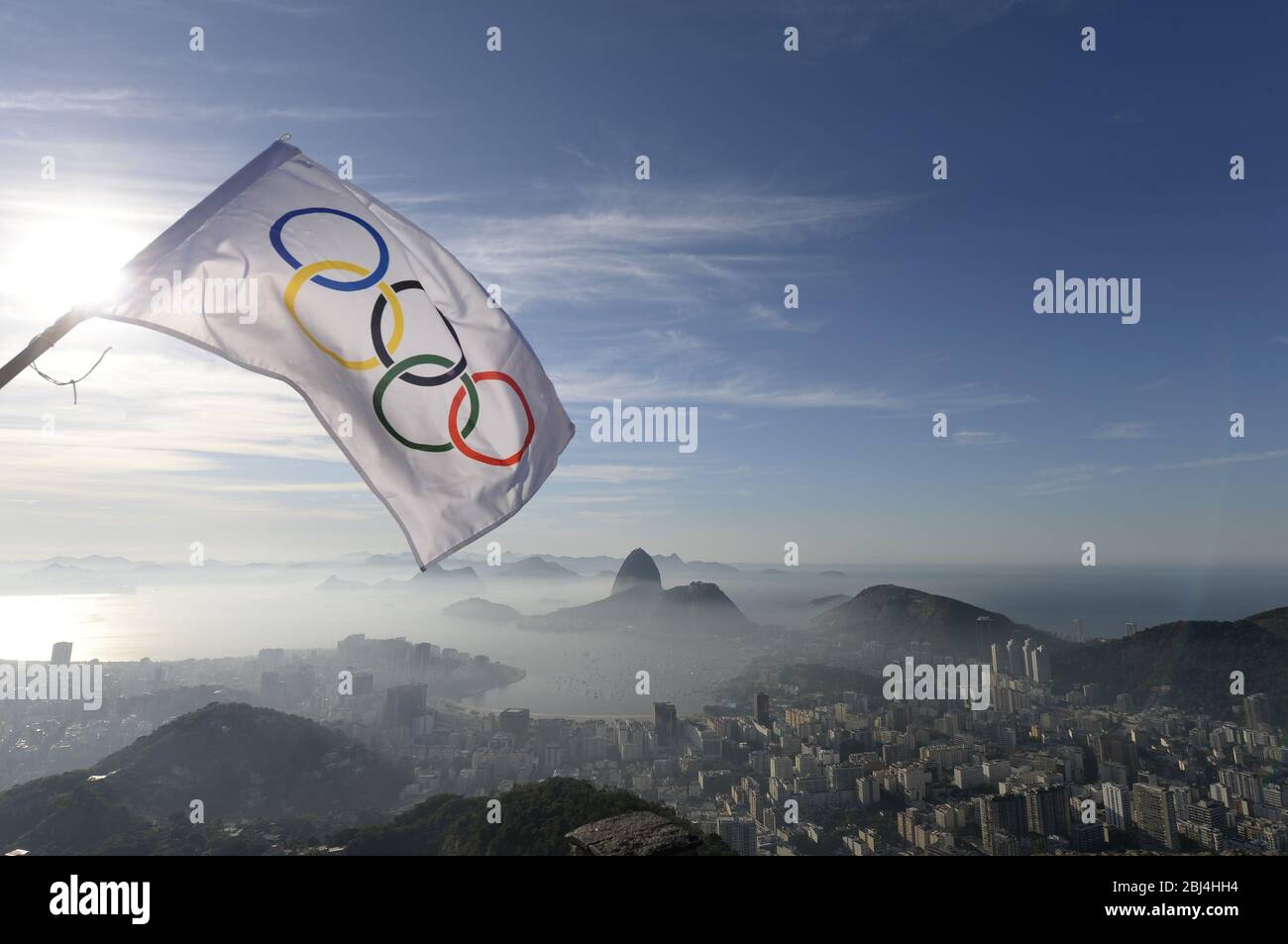 olympic flag and olympic symbols Stock Photo - Alamy