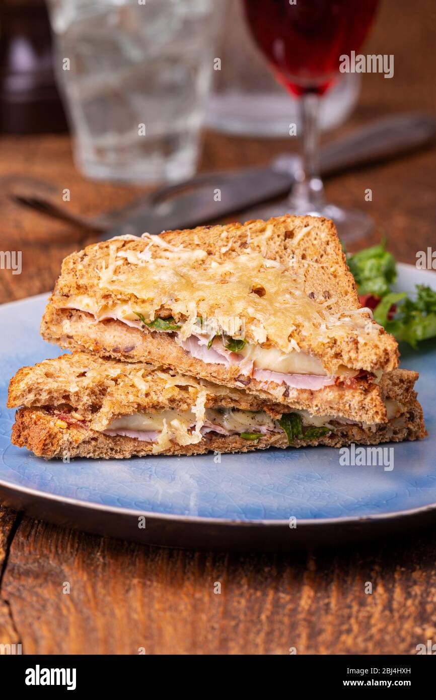 closeup of a french croque monsieur Stock Photo - Alamy