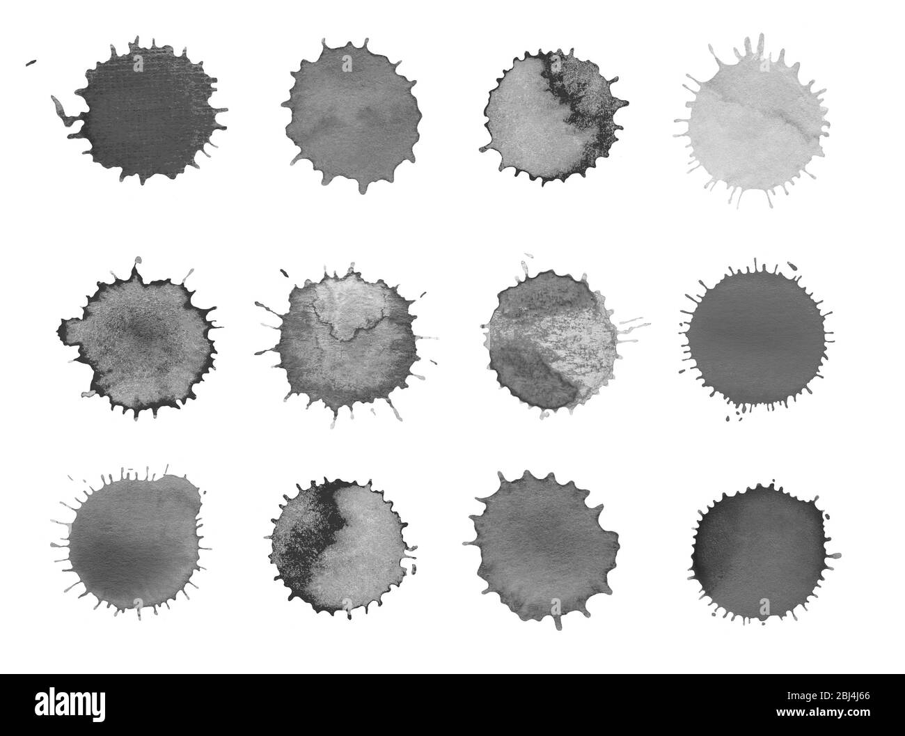Grunge splash design. Black splashes isolated on white background Stock ...