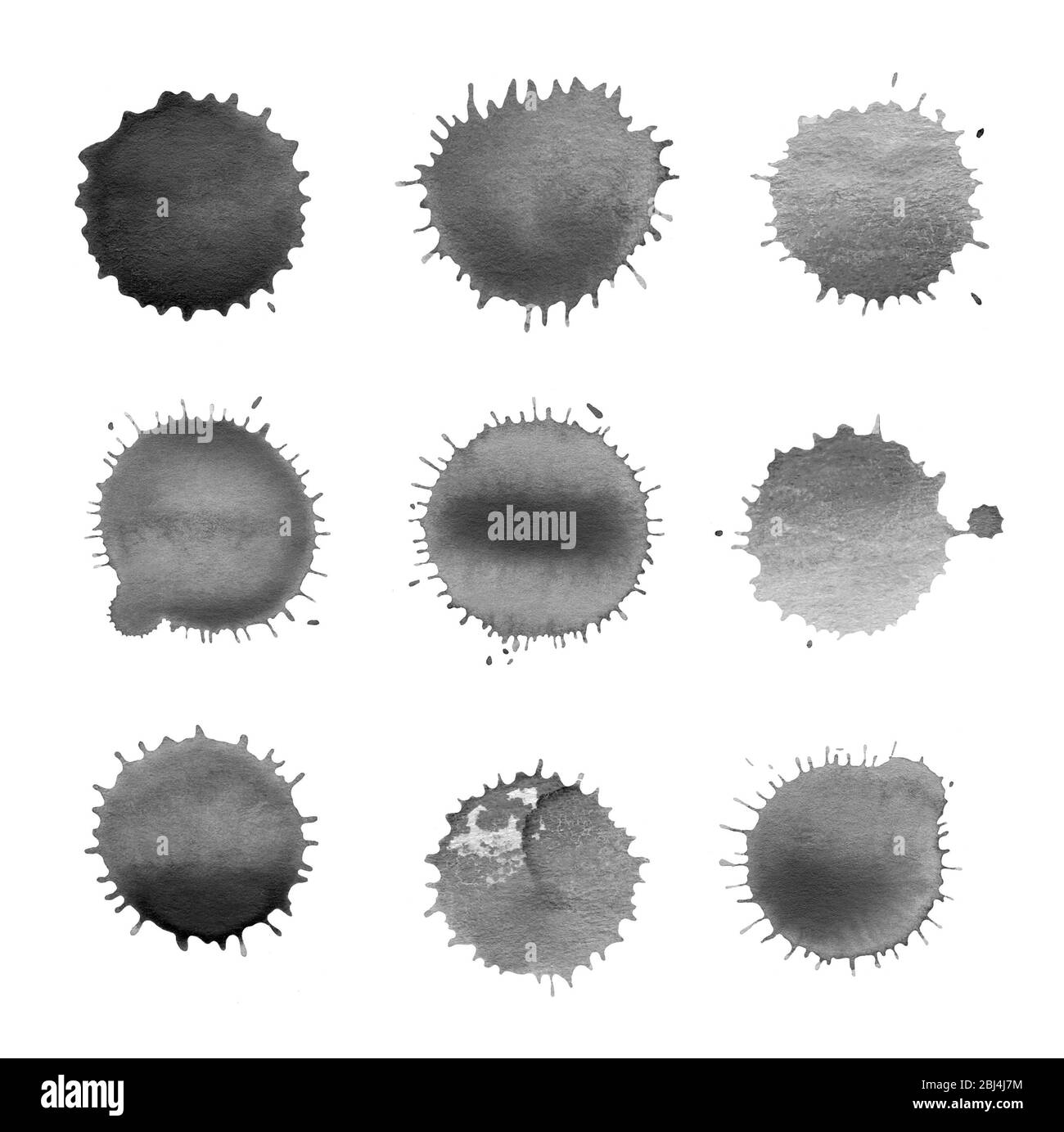 Grunge splash design. Black splashes isolated on white background Stock ...