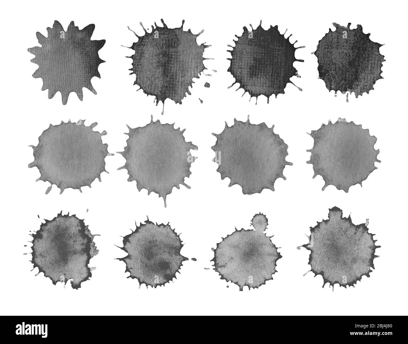 Grunge splash design. Black splashes isolated on white background Stock ...