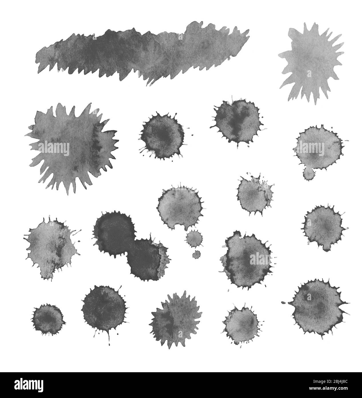 Grunge splash design. Black splashes isolated on white background Stock ...