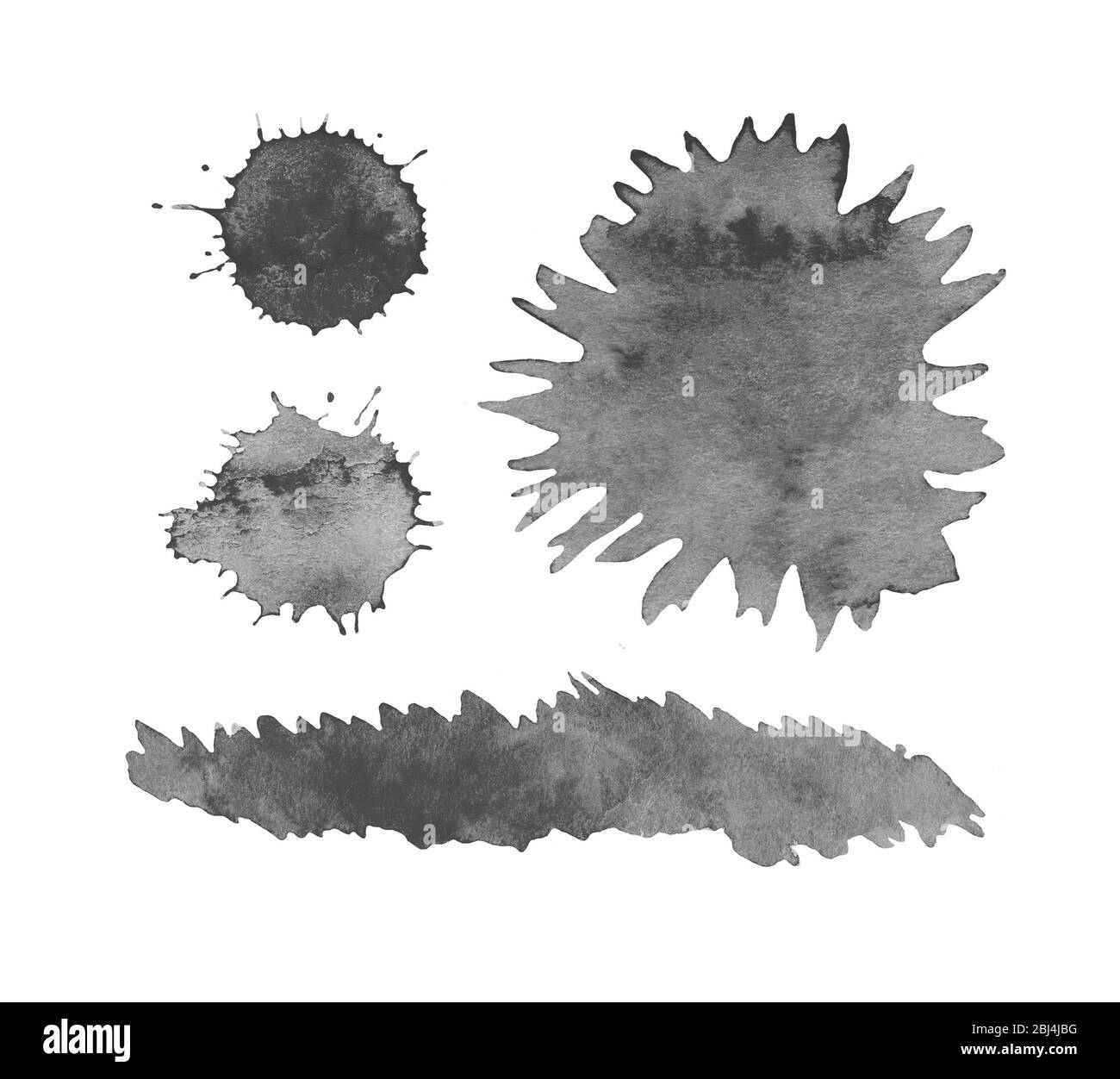 Grunge paint stains. Black ink grunge splash. Watercolor black splashes ...