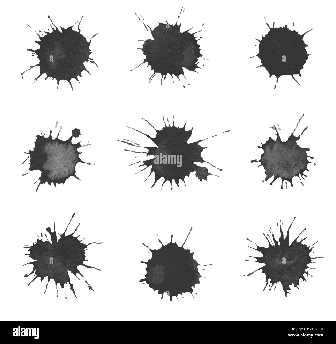 Grunge splash design. Black splashes isolated on white background Stock ...