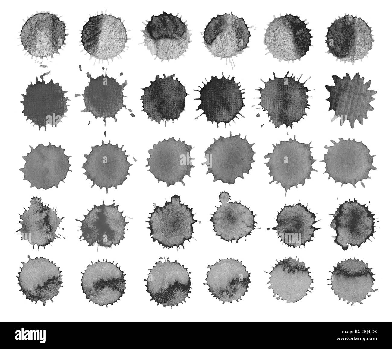 Grunge splash design. Black splashes isolated on white background Stock ...