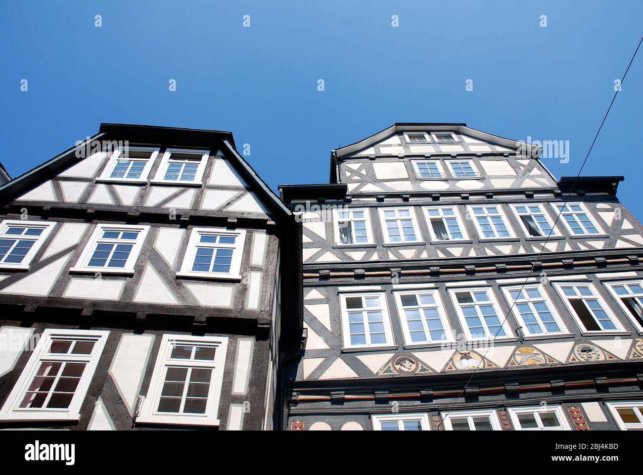 typical medieval timer house facades in Marburg, Germany Stock Photo ...