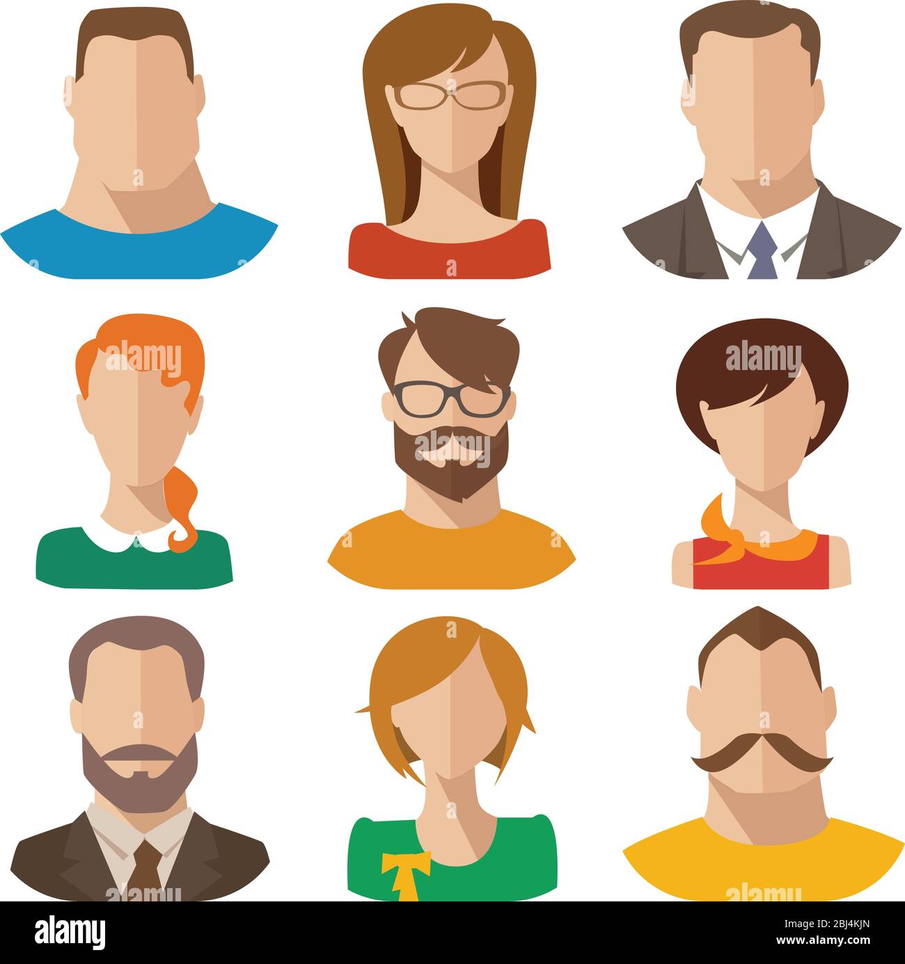Vector flat style portraits male and female icons set Stock Vector ...