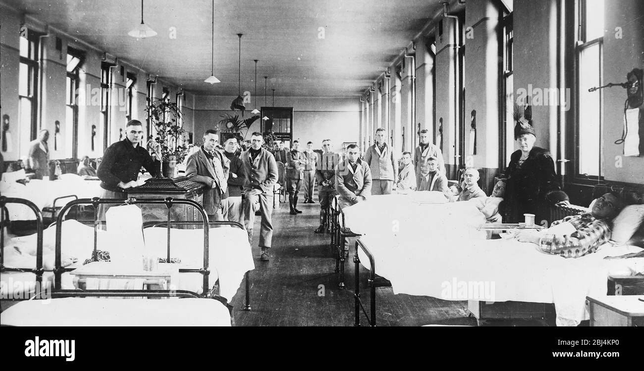 During the 1918 Spanish Flu Pandemic Masked medical personnel giving ...