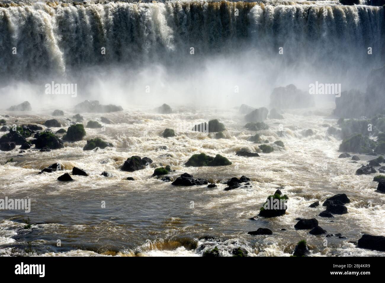 The raging torrents plunging over Iguacu Falls, Brazil. South America ...
