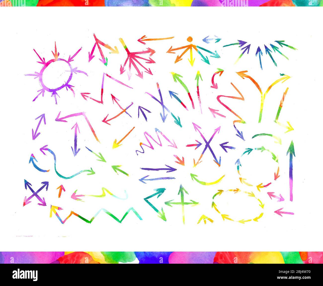 Set of colorful watercolor arrows isolated on white background Stock ...