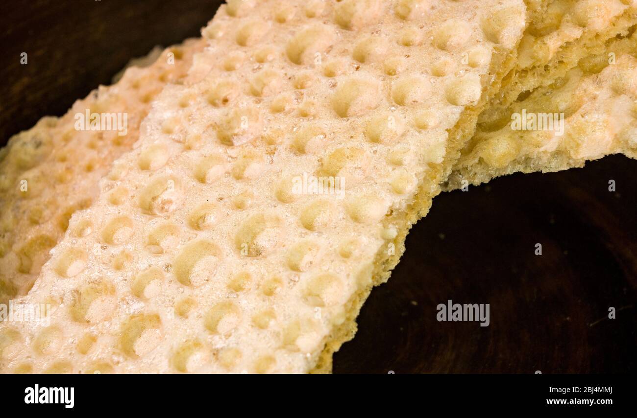 diabetic diet crunches - crispy waffle bread from wheat, texture close ...