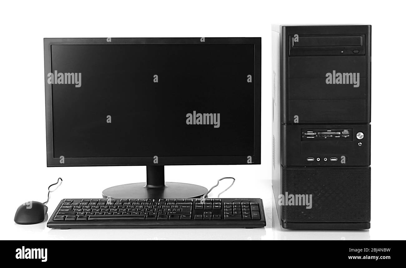Modern computer set isolated on white Stock Photo - Alamy