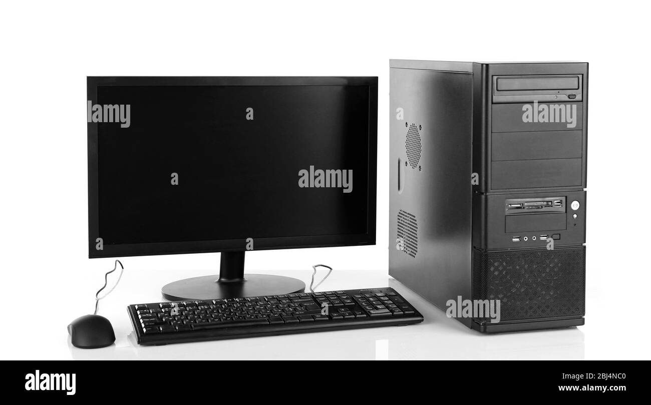 Modern computer set isolated on white Stock Photo - Alamy
