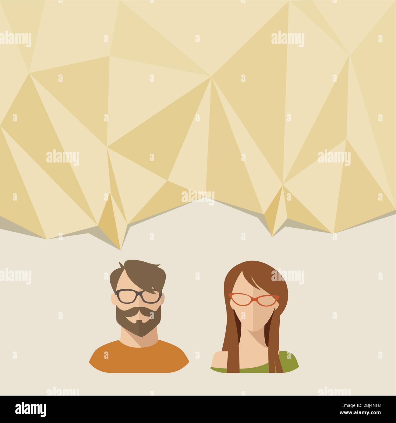Communication flat style illustration with male and female characters ...