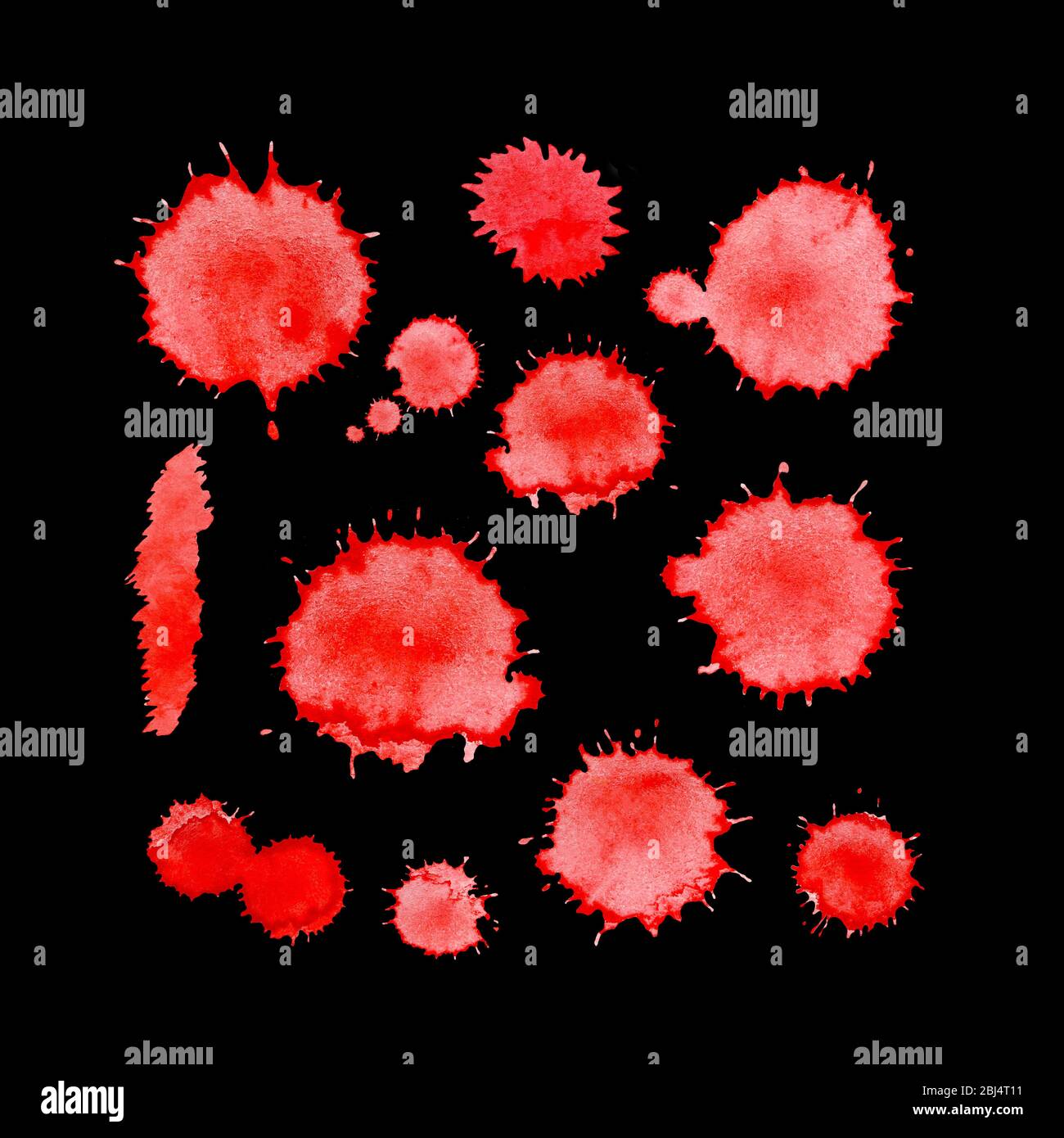 Blood spatters realistic bloodstains. Blood or paint splatters isolated ...