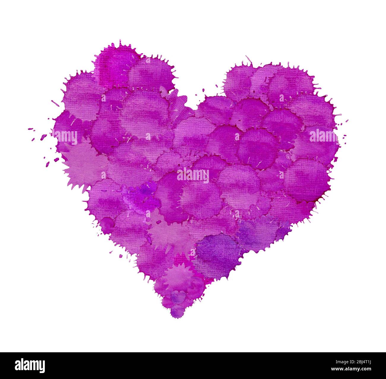 Violet watercolor painted heart shape. Hand drawn purple heart Stock ...