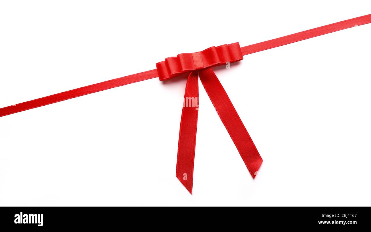 Shiny red ribbon with bow isolated on white Stock Photo - Alamy