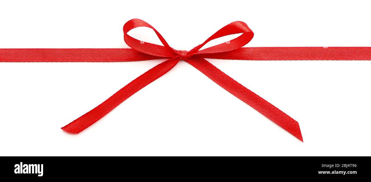 Shiny red ribbon with bow isolated on white Stock Photo - Alamy