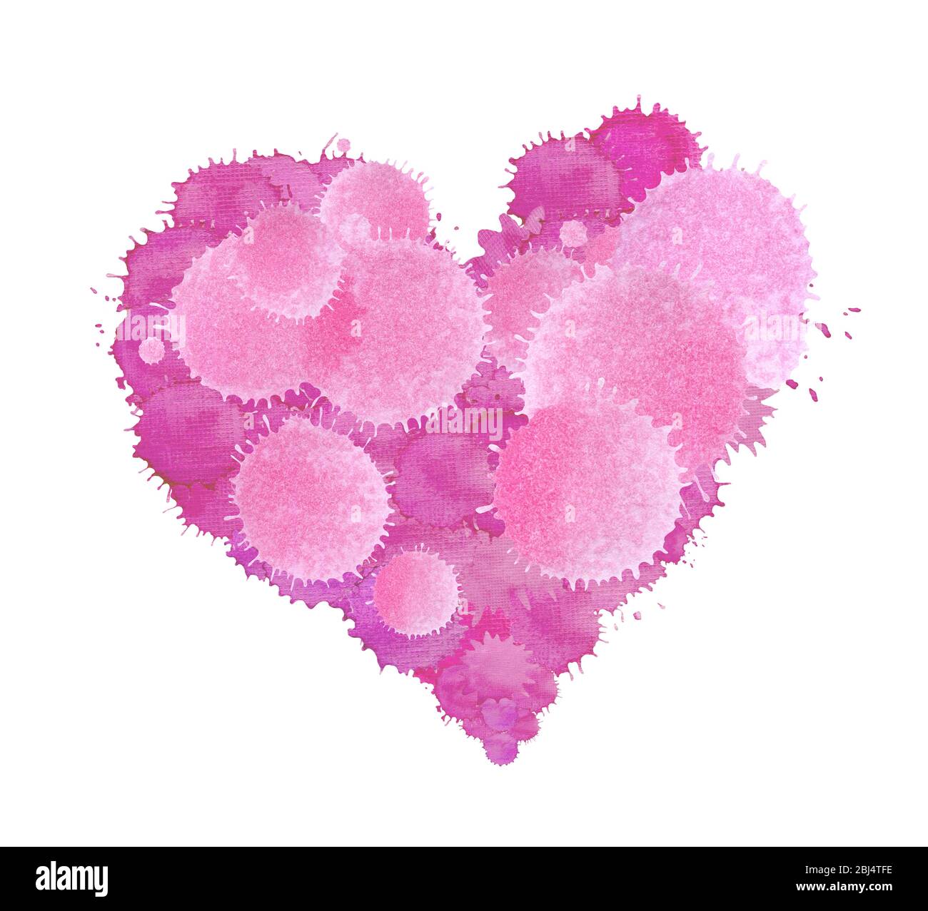 Violet watercolor painted heart shape. Hand drawn purple heart Stock ...