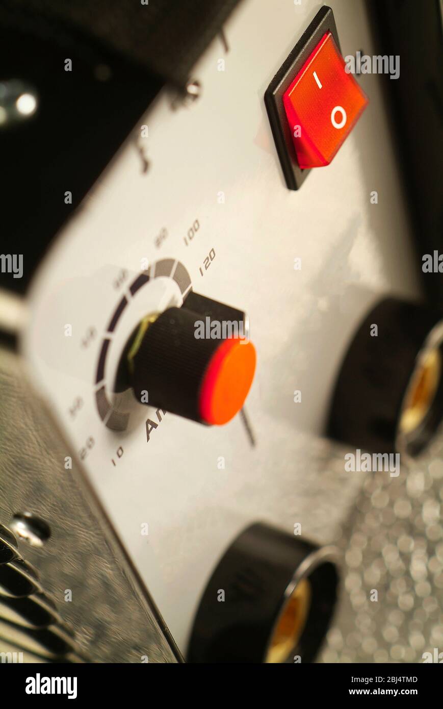Close-up of an industrial switching button on control panel Stock Photo ...