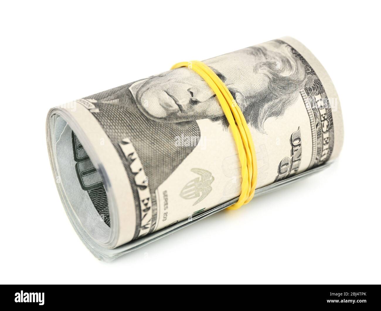 Dollars roll isolated on white Stock Photo - Alamy