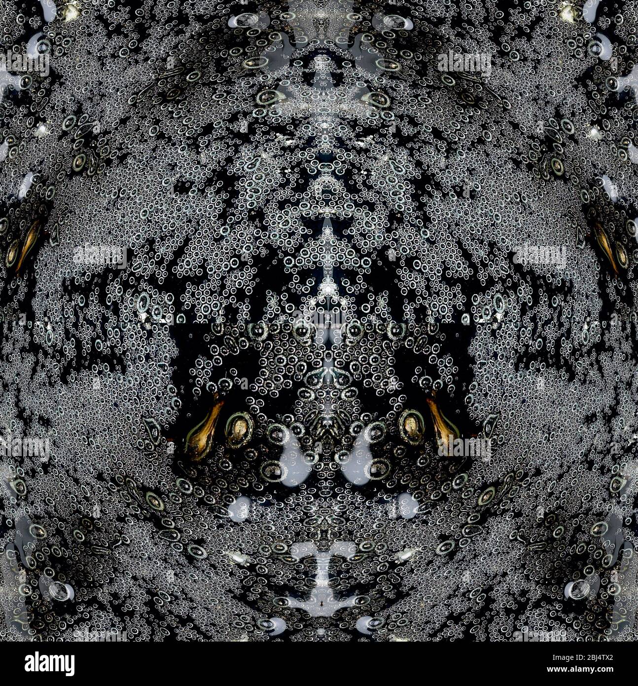 Square shot of design made by water droplets on black surface Stock ...