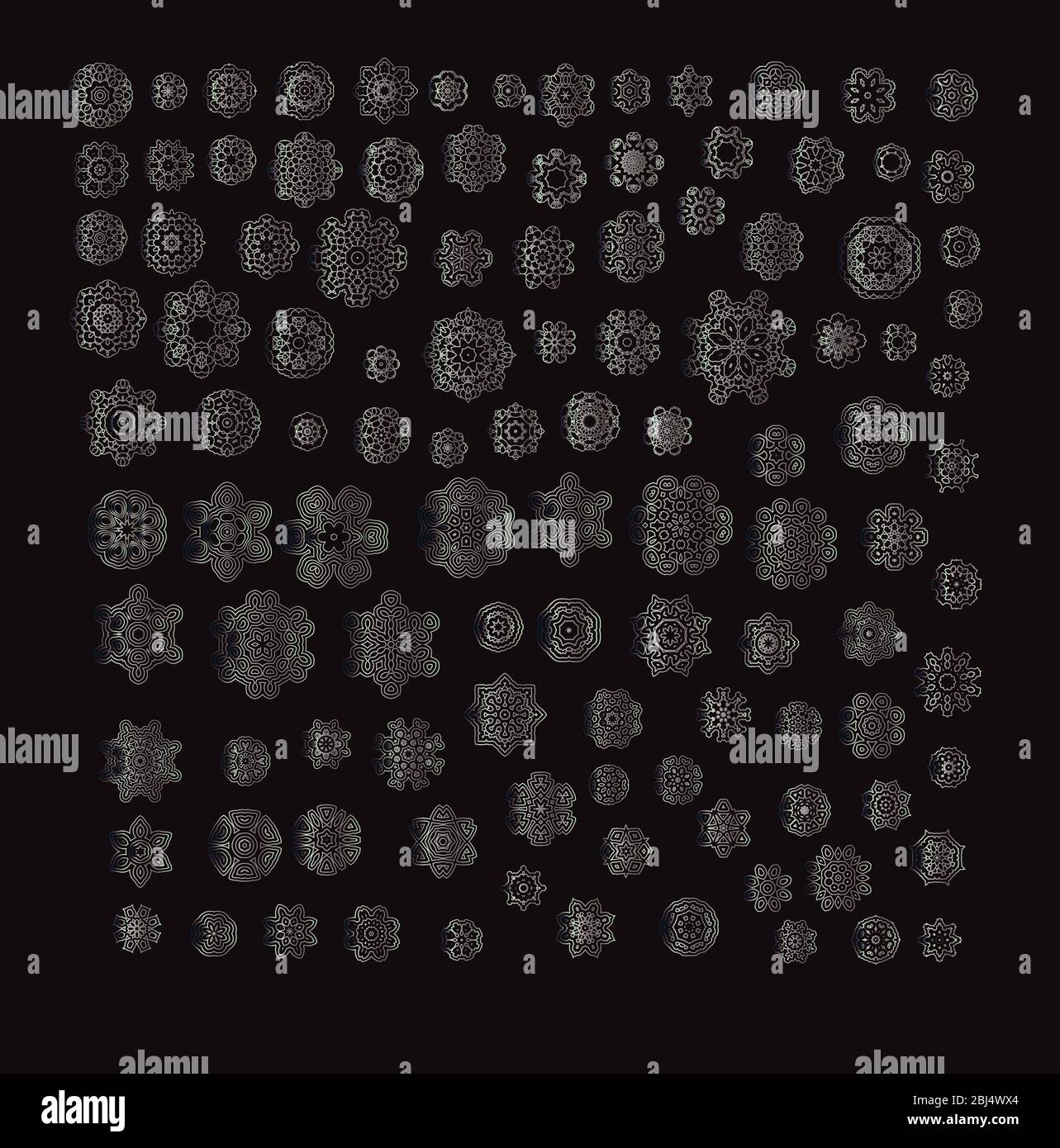 Royal circle design elements. Silver texture. Silver mandala on white ...