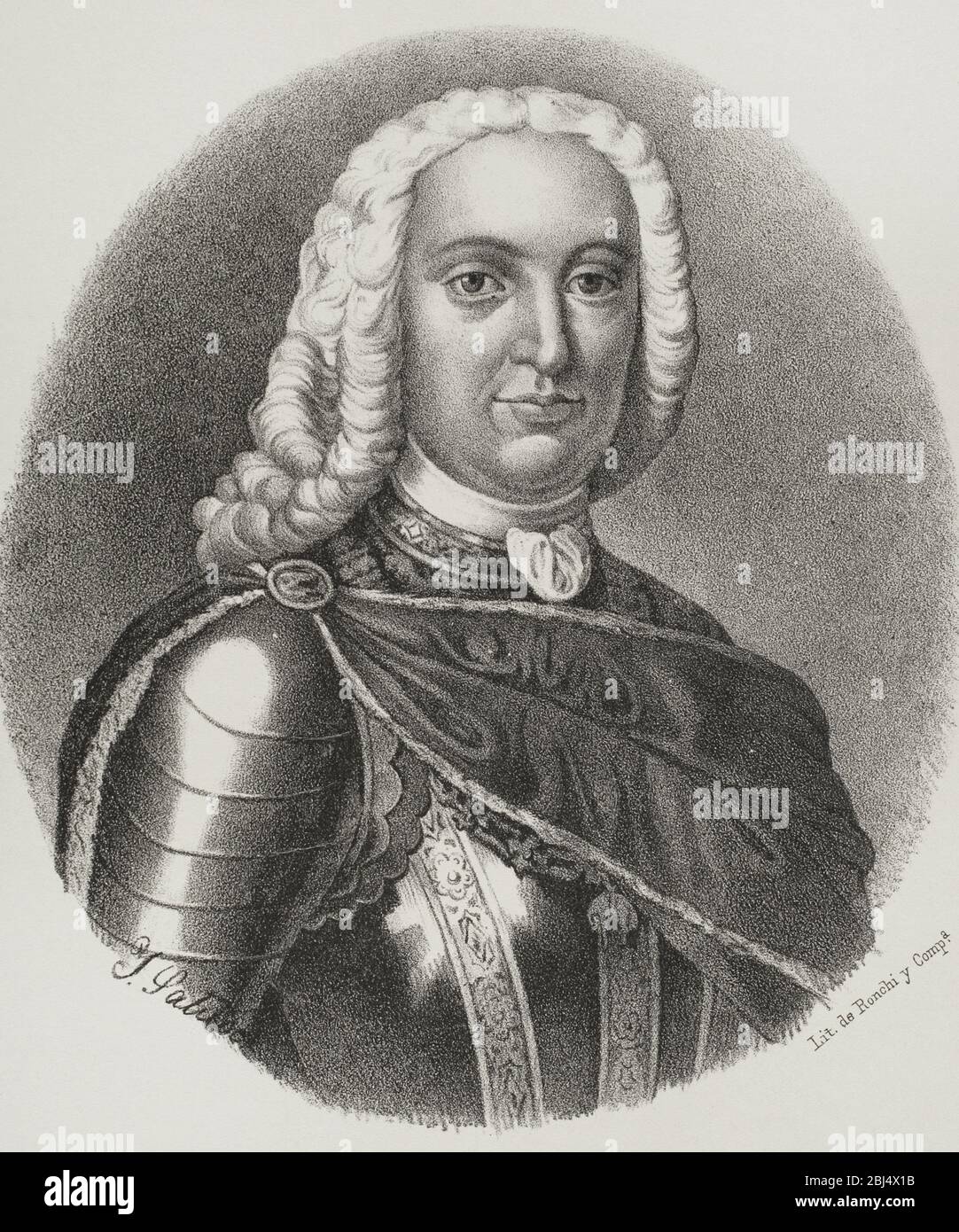 Philip V (1683-1746). King of Spain. Portrait. Illustration by Salcedo. Lithography. Cronica ...