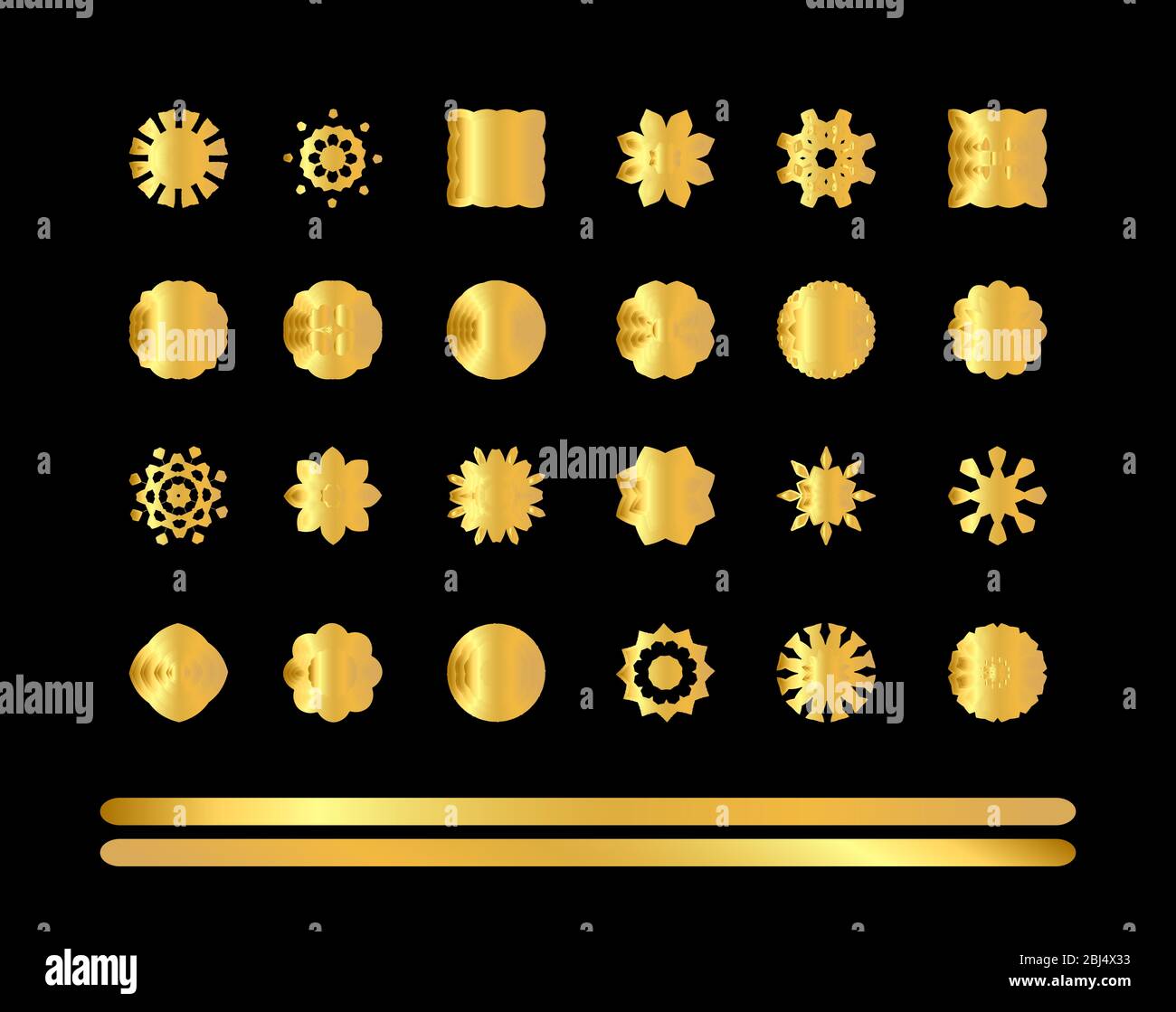 Traditional golden decor on black background. Vintage gold round ...