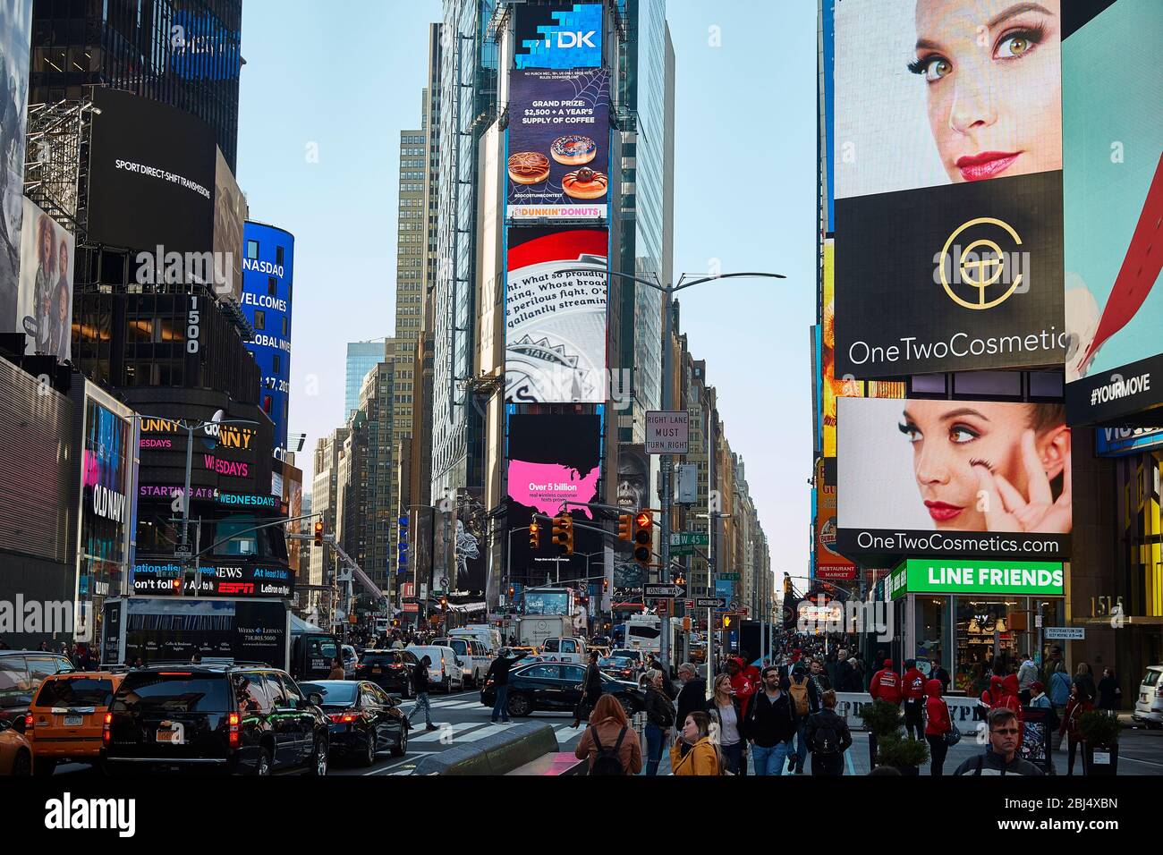Times Square signs and streets in the Manhattan district of New York ...