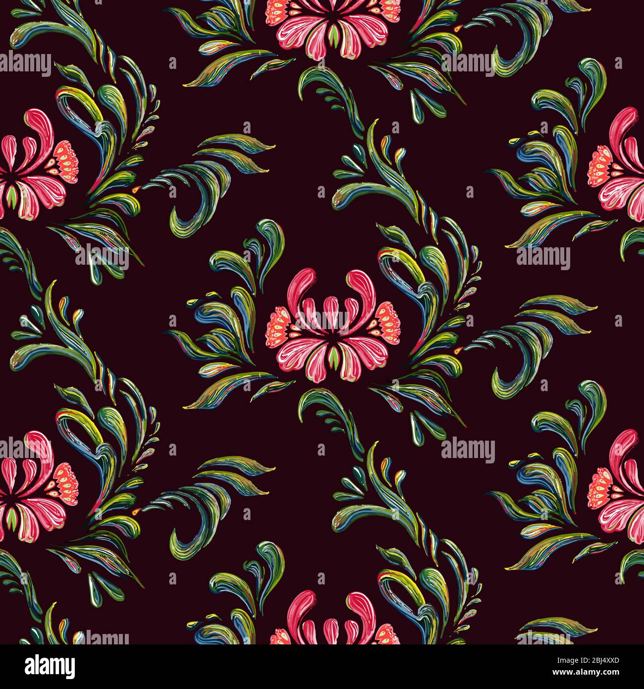 Seamless floral pattern. Ethnic flower ornament. Ukrainian traditional ...