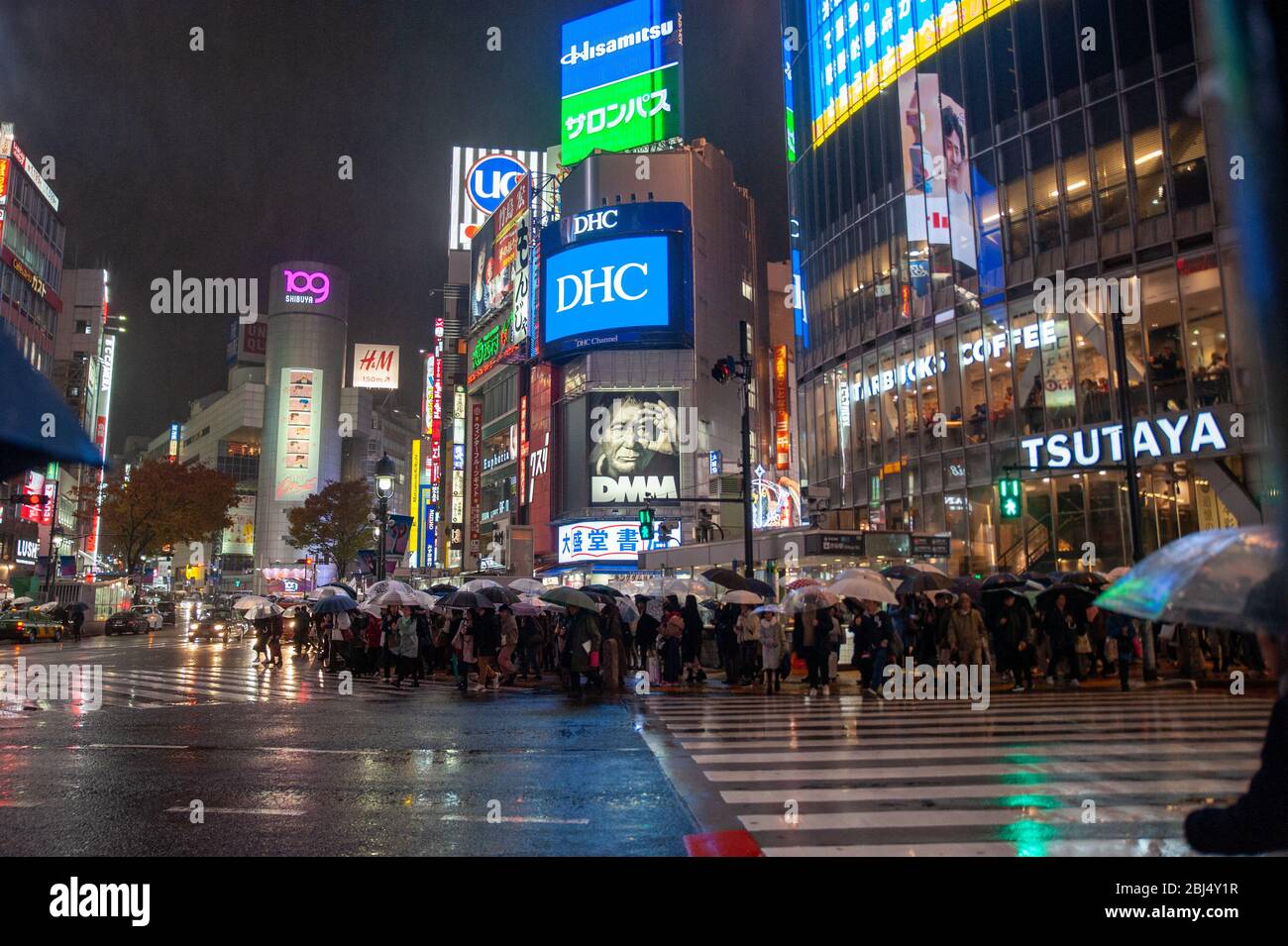 A section of the famous Shibuya Crossing, or Shibuya Scramble Crossing ...