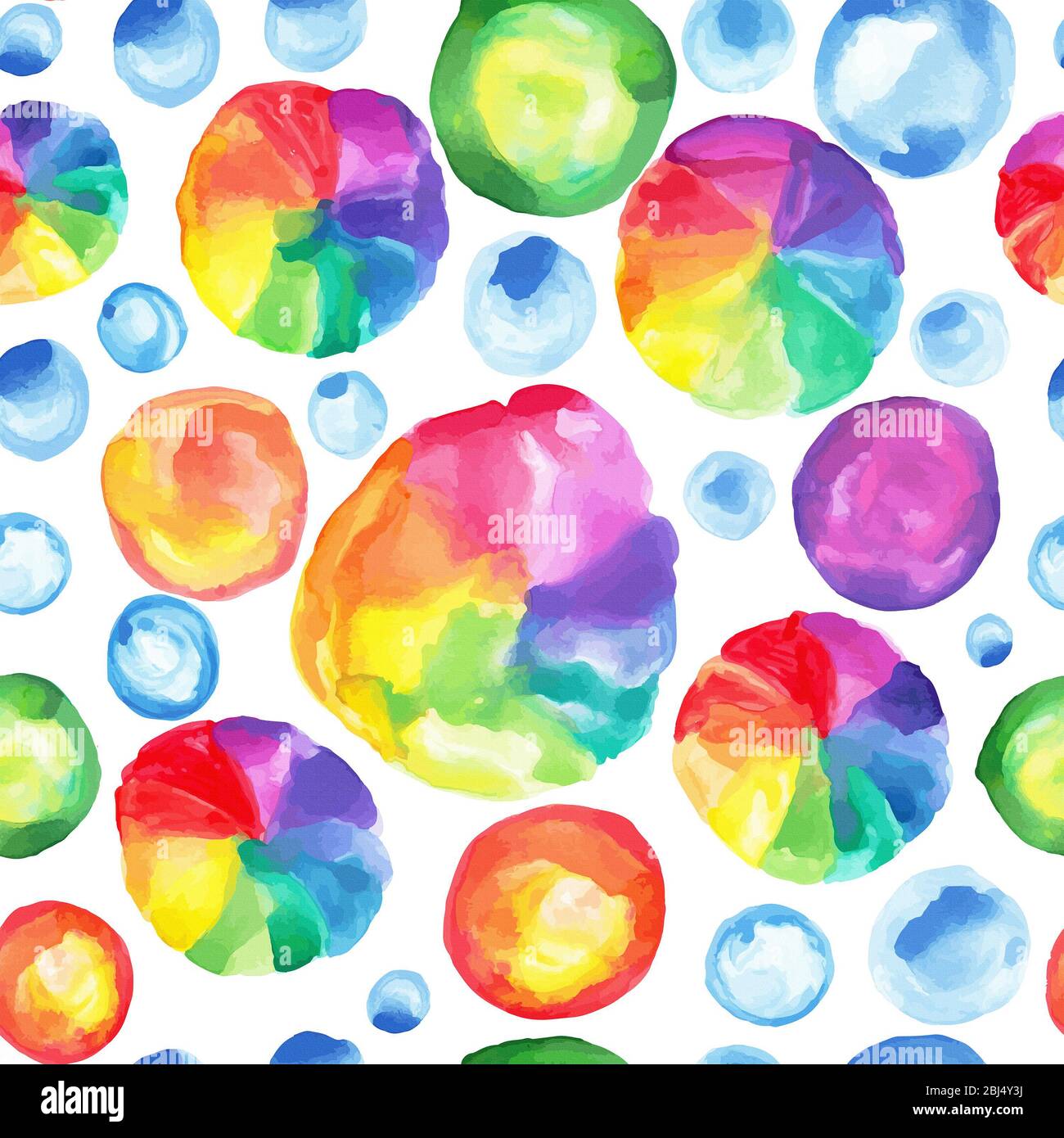 Watercolor rainbow repeated pattern. Abstracts rounded bubbles seamless ...
