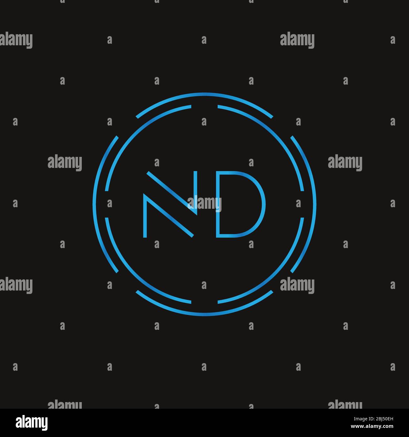 Initial Letter ND Logo Design Vector Template. Digital Abstract ND ...